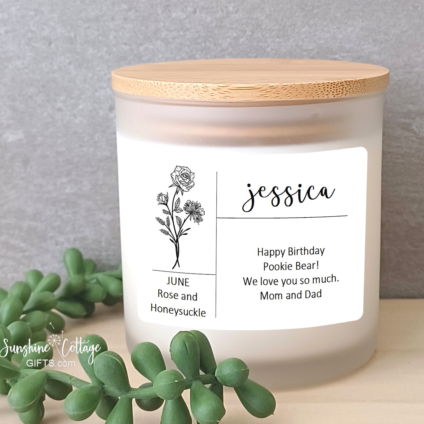 BIRTH MONTH Bouquet CANDLE For JUNE, Rose And Honeysuckle, Personalized ...