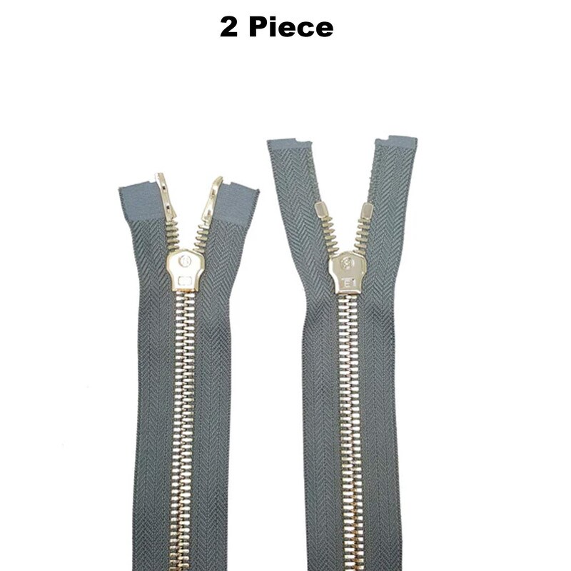 Zip Up 8MM Two Way Separating Open Bottom Zipper Gray Tape Brass Teeth ...