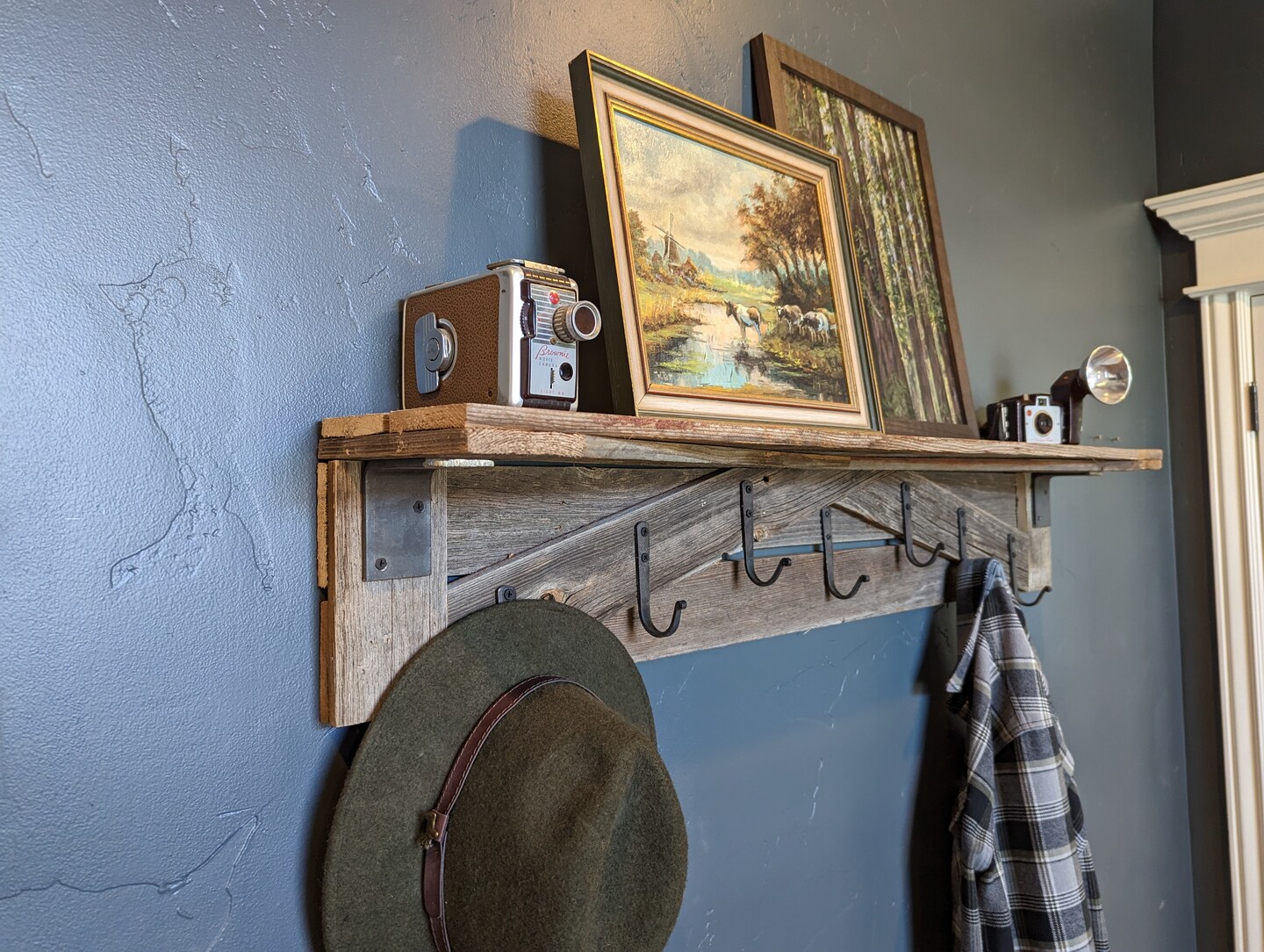 Wall Mounted Shutter Coat Rack with Storage Shelf | Modern Farmhouse ...