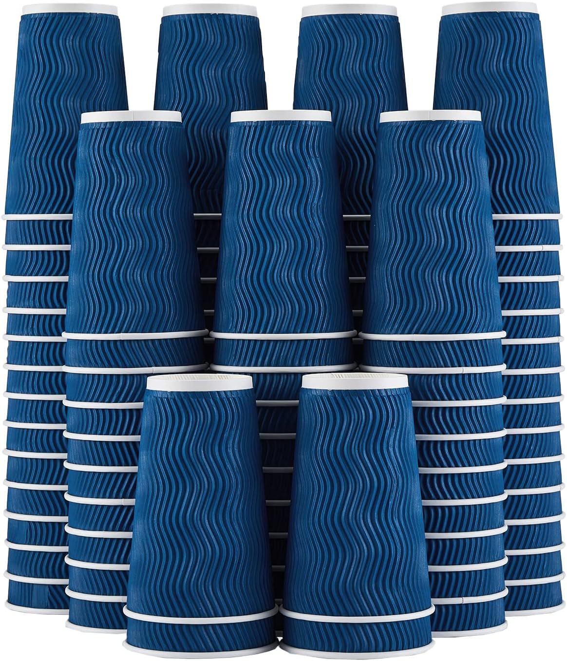16 oz Coffee Cups - 90 Pack, Disposable Insulated Corrugated Paper Cups ...