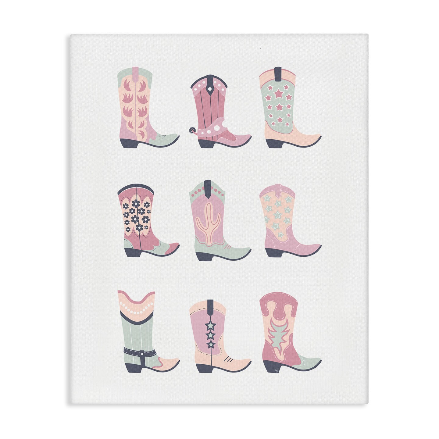 Various Pastel Cowgirl Boots Canvas Art | Michaels