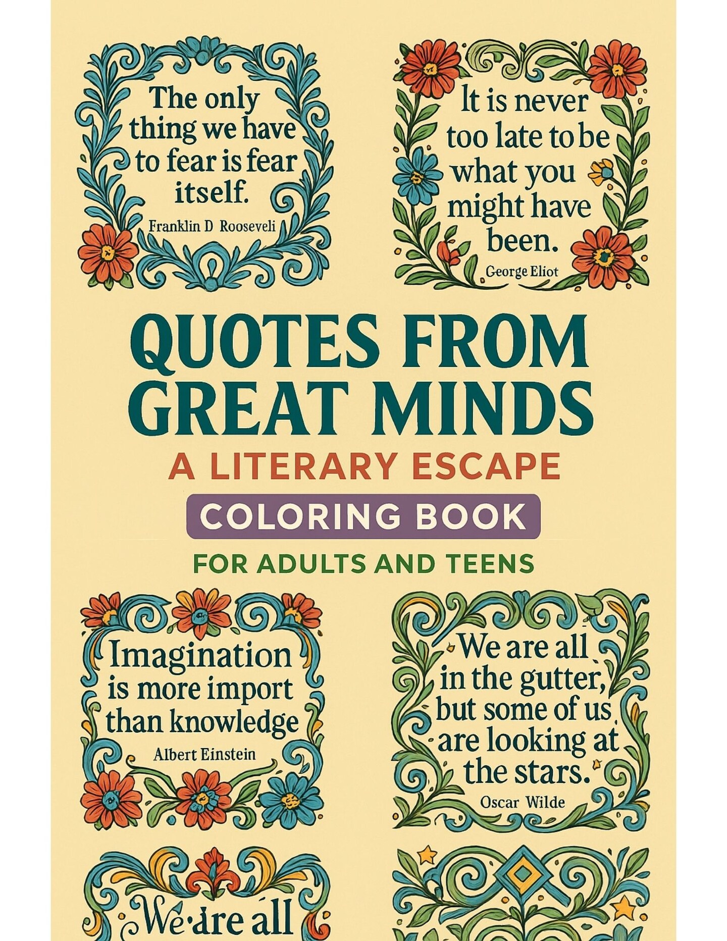 Quotes from Great Minds A Literary Escape Coloring Sheets For Adults ...