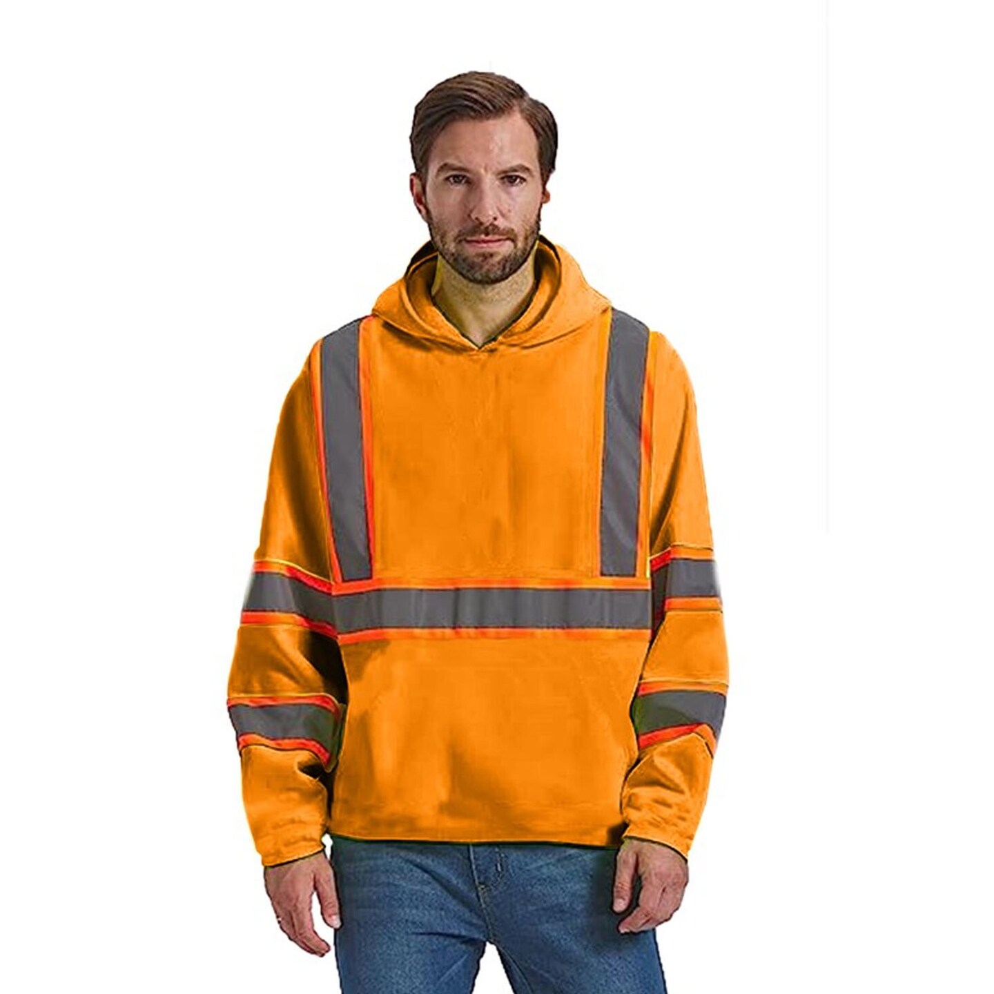 RADYAN® High Visibility Long Sleeve Safety Hoodie, Size: L, Color ...