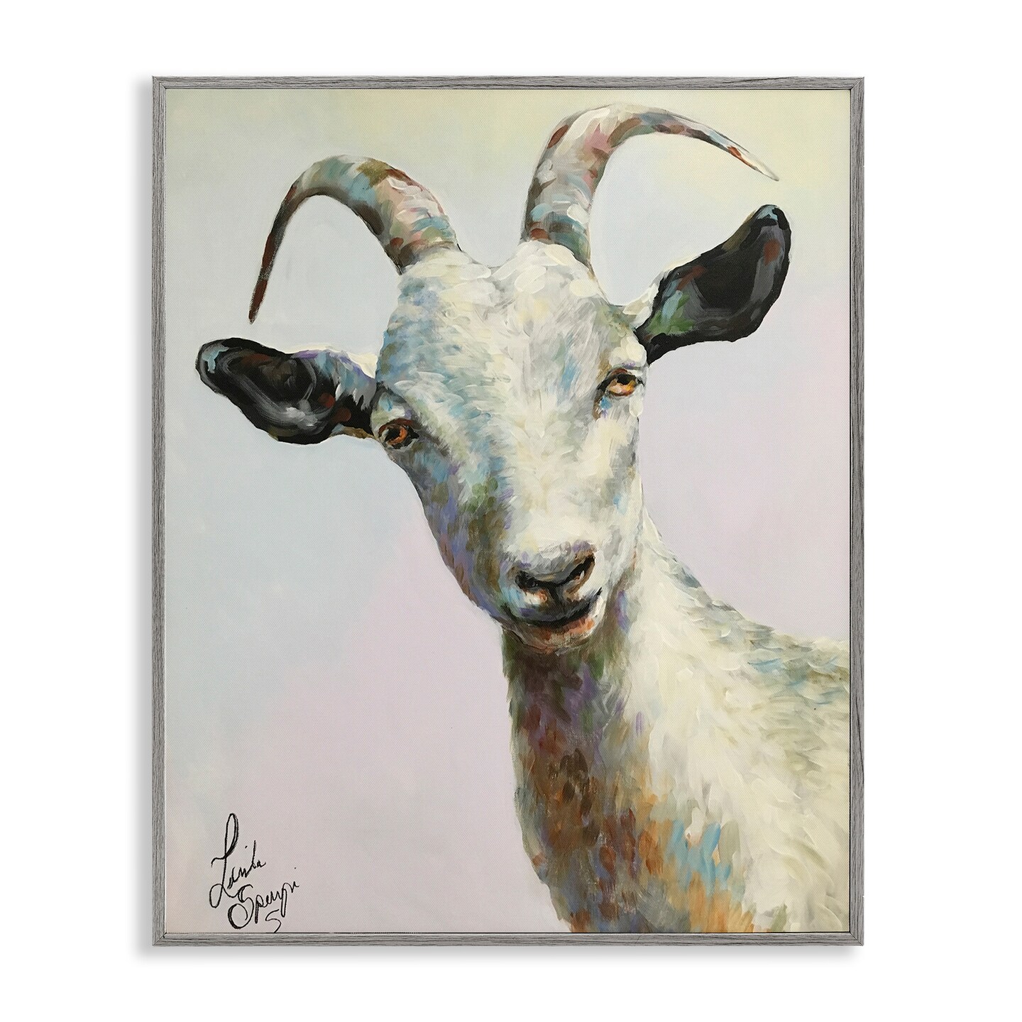 Stupell Industries Joe Modern Goat Portrait Framed Giclee By Linda ...