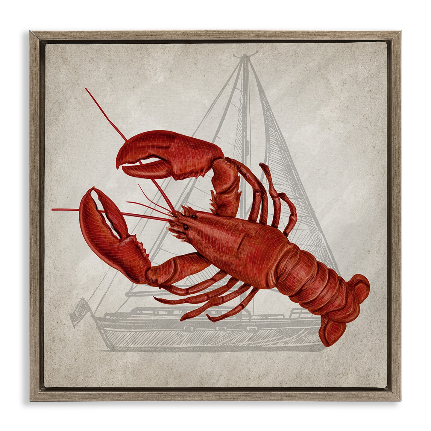 Stupell Industries Red Lobster over Compass Floating Frame By Kim Allen ...