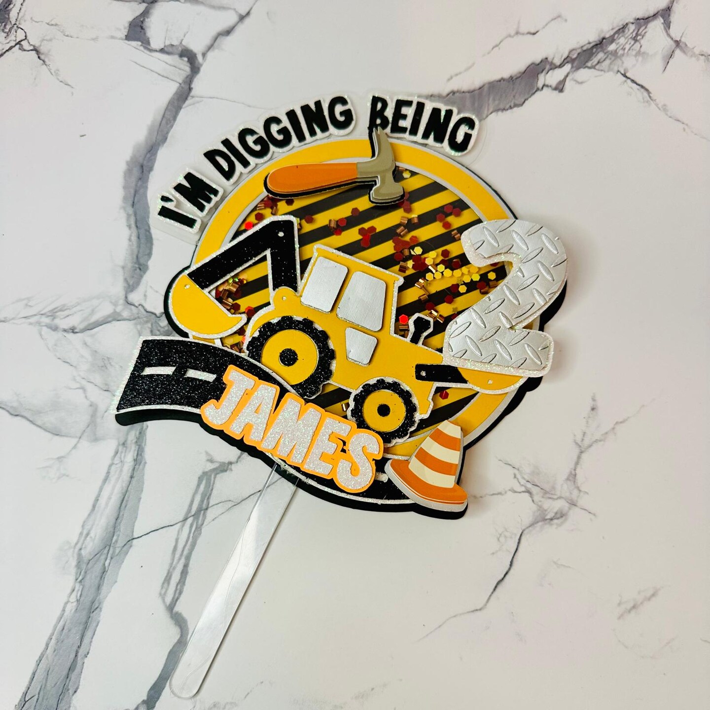 Construction inspired cake topper - I'm digging being birthday cake ...