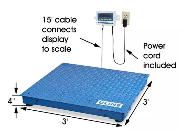 Uline® Versatile Drum Weighing Scale with LCD Display 3’ x 3’ x 4 Inch ...
