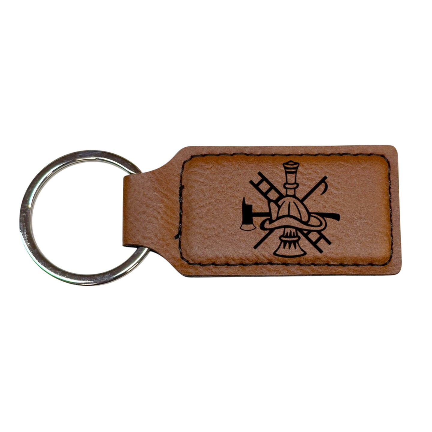 Keychain - Rectangle - Firefighter Emblem - Leather | Michaels