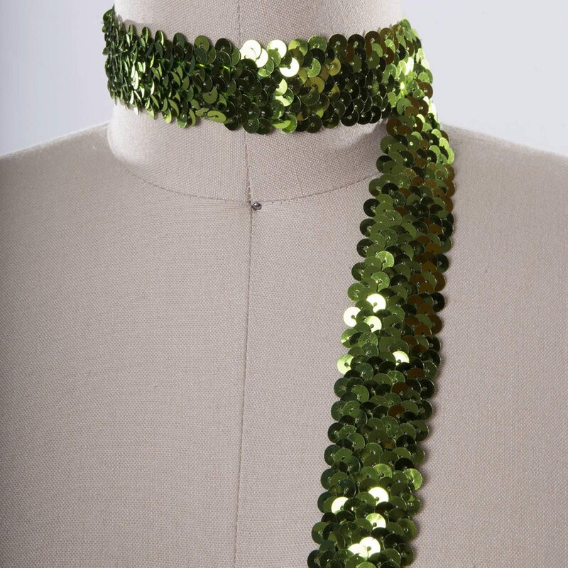 1 Yard Sparkly Pear Green Stretch Sequin Lace Trim 1.25 | Michaels