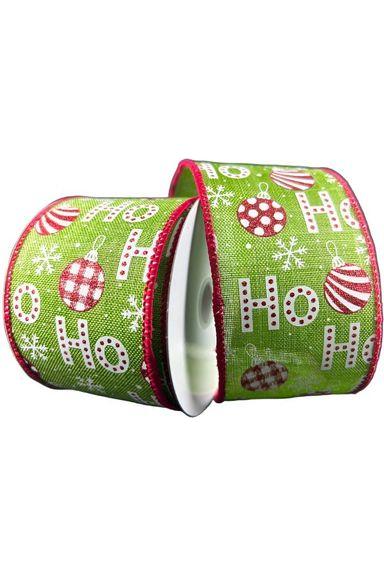 2.5" Linen Ho Ho Ho Ribbon: Lime Green (10 Yards) | Michaels