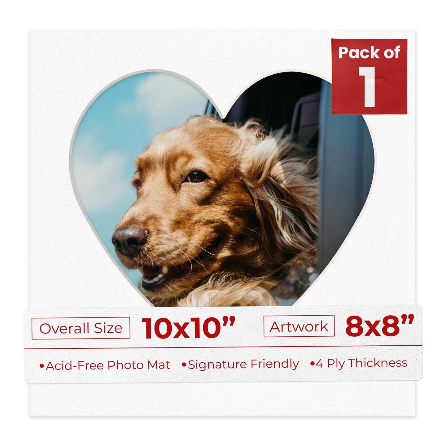 White with Black Core Mat Board for 10x10 Frames - Heart Opening for ...