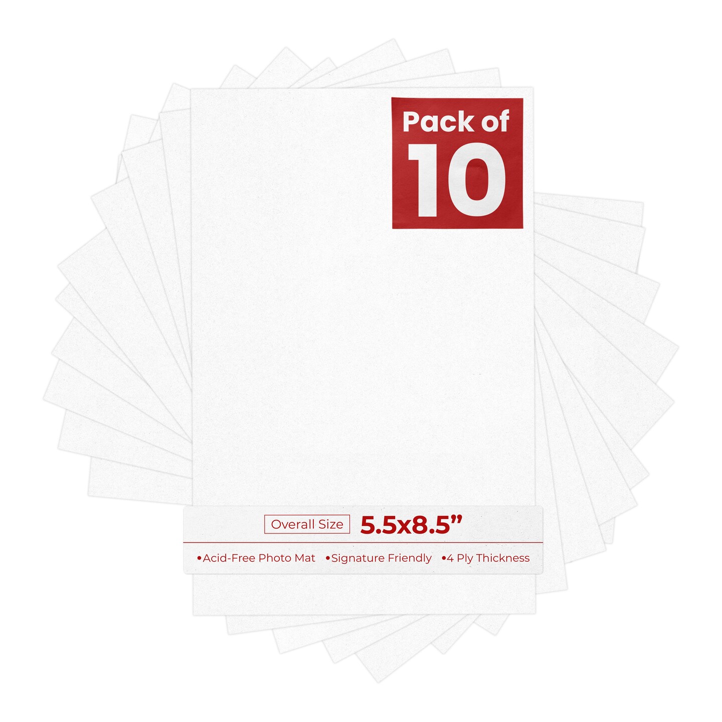 White with Black Core 5.5x8.5 Uncut Mat Board - Blank Sheets, No ...