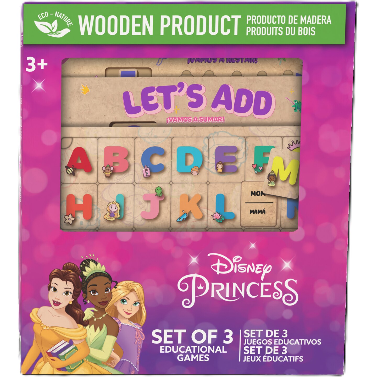 Disney: Princess Educational Games - Set Of 3 Wooden Puzzles, Alphabet ...