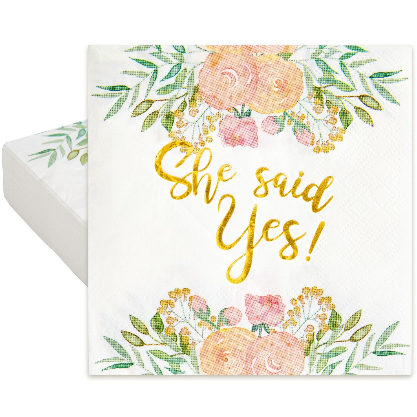 Sparkle and Bash Engagement Napkins for Party - 50-Pack, 5 x 5 In, 3 ...
