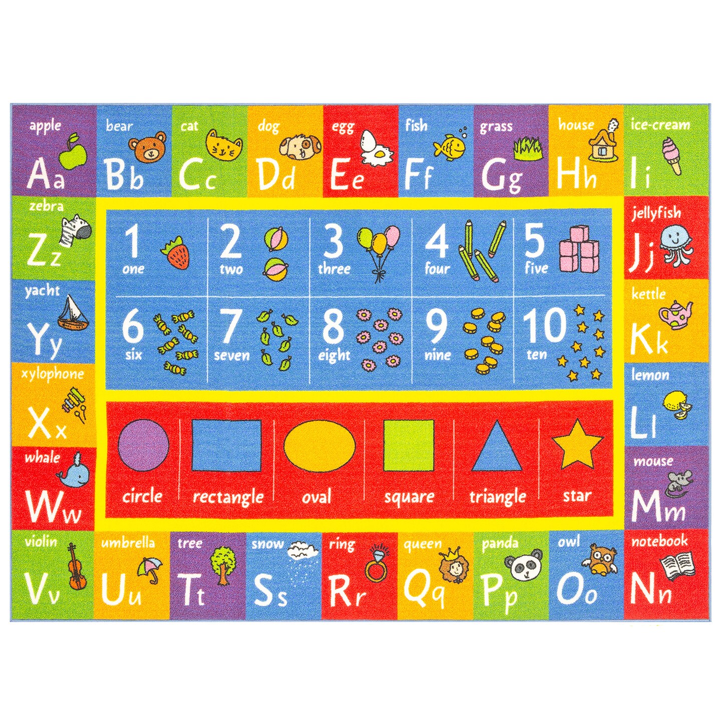 KC Cubs: Educational Rug: ABC Alphabet, Numbers & Shapes - 3x5' Playmat ...