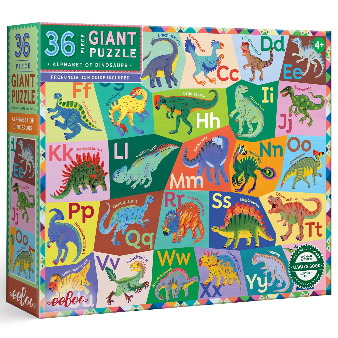 eeBoo: Dinosaur Alphabet Giant Puzzle - 36 Piece - 26 x 21" Prehistoric ...