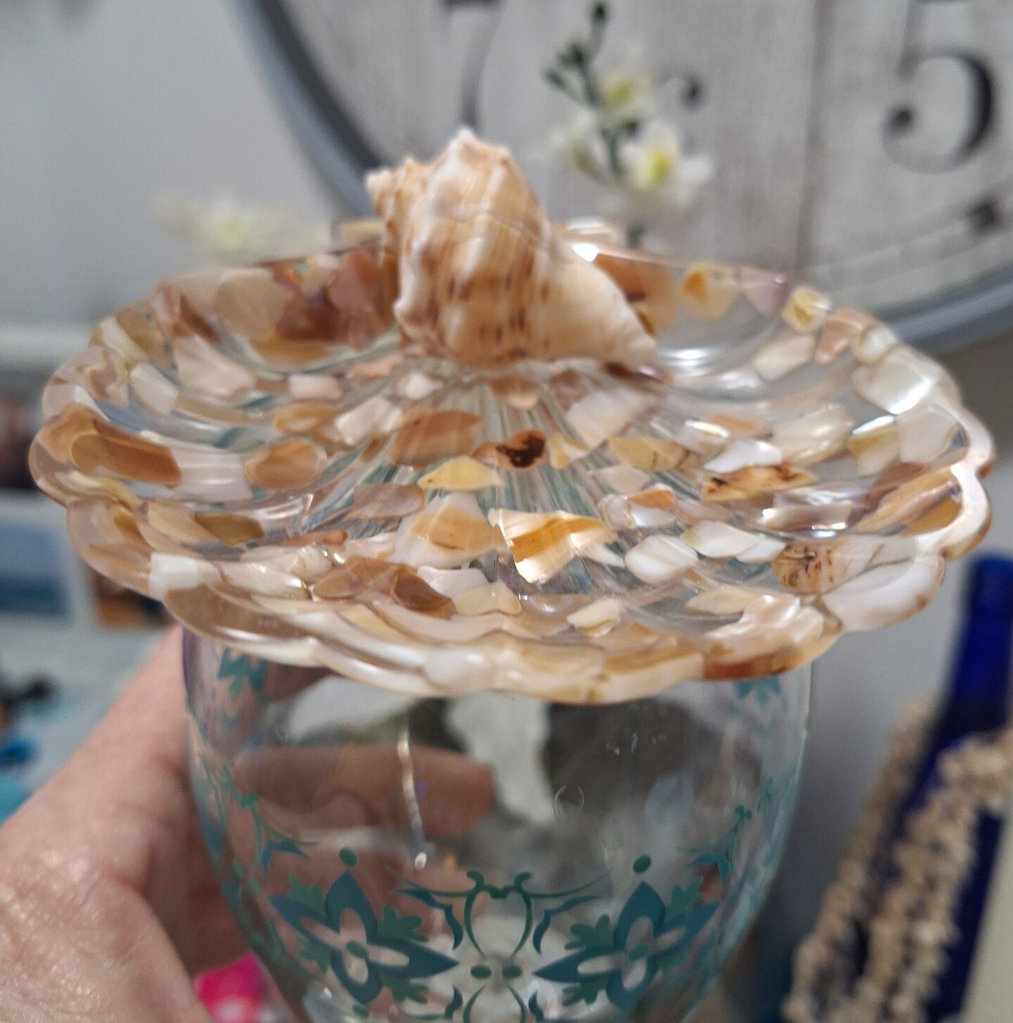 Hand Crafted Resin Scallop Wine Glass Charcuterie Topper Coastal ...