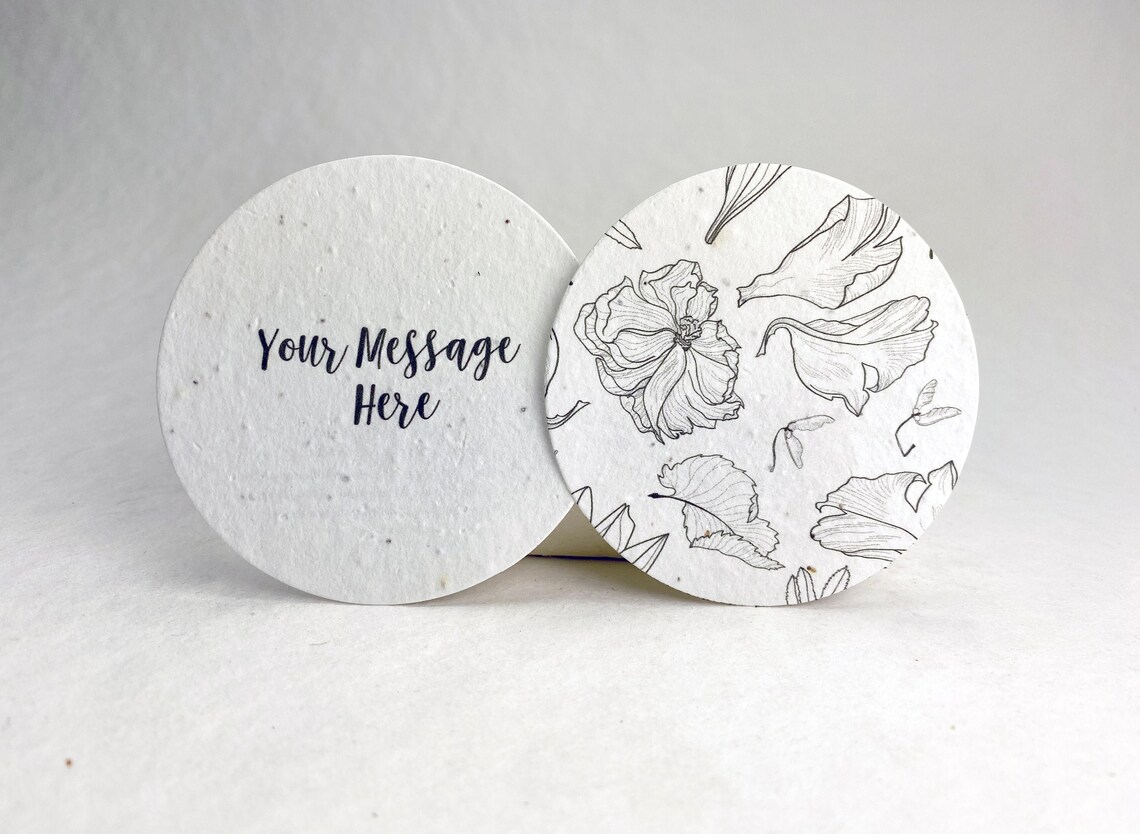 Custom Wildflower Seed Paper Large Circle Tag - BW Nature Variations ...
