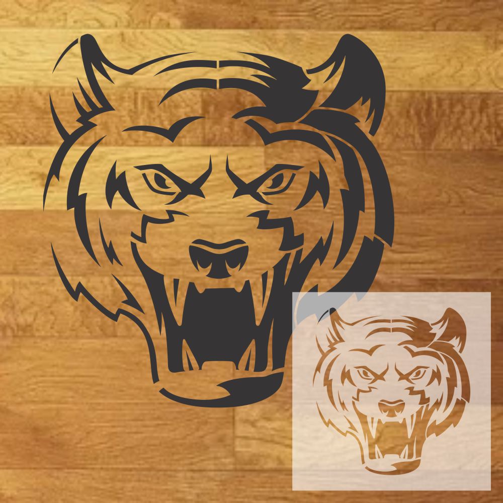 Bear Head Face Forward Mascot Stencil | High School Senior Parking Spot ...