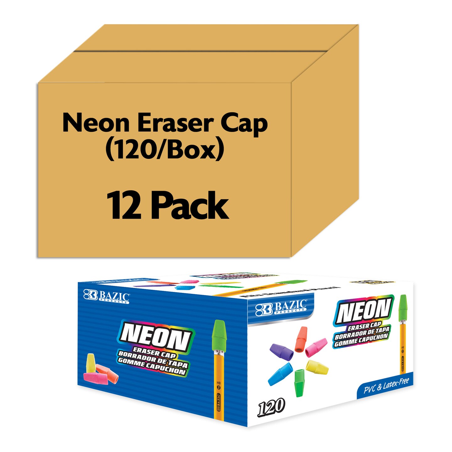 BAZIC Neon Eraser Cap (120/Box) | Michaels