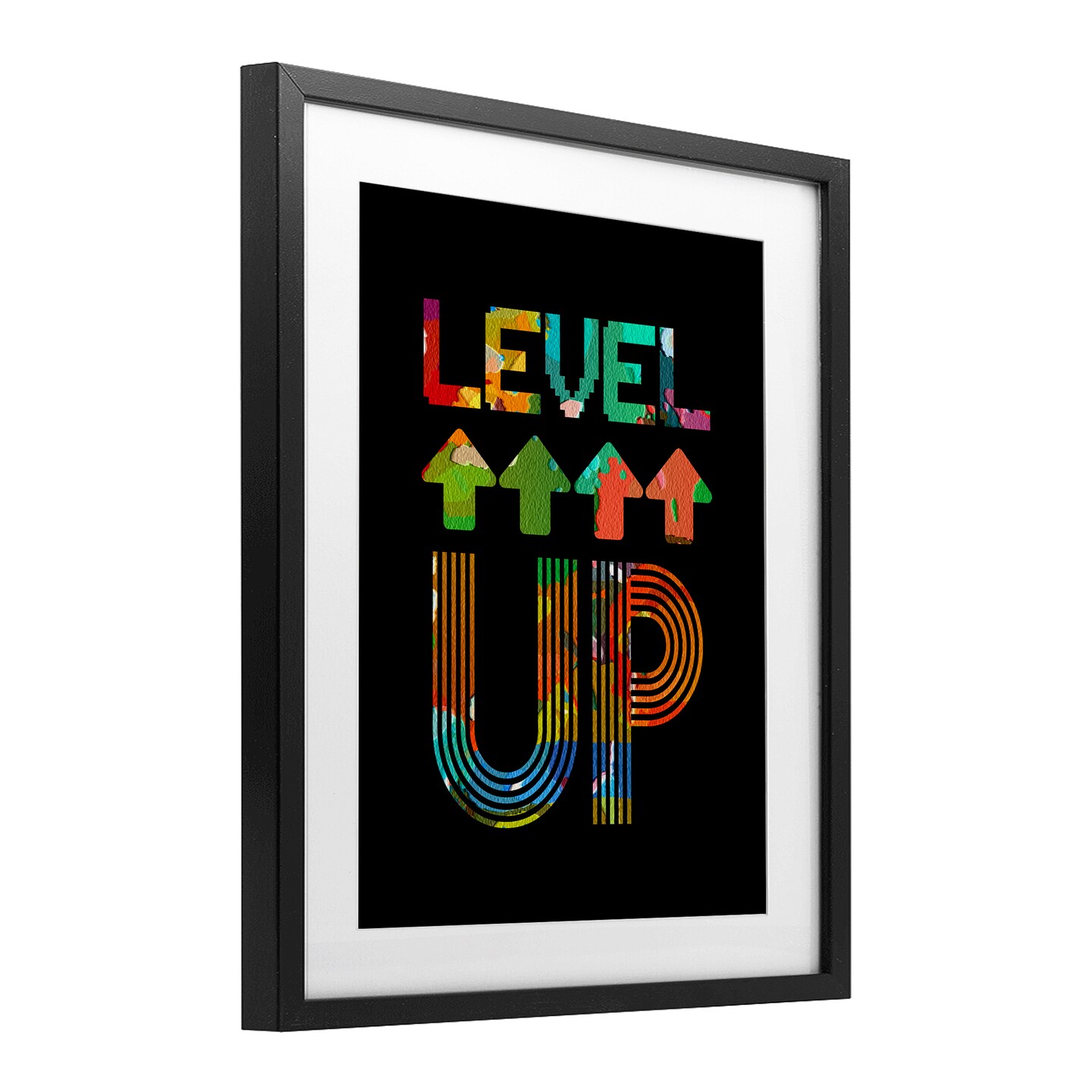 Stupell Industries Collaged Retro Level Up Framed Print Under Glass ...