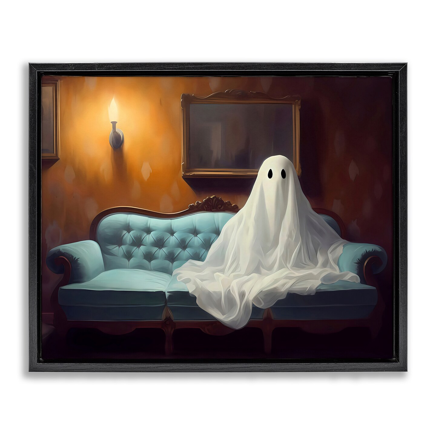 Stupell Industries Ghost on Spooky Blue Couch Floating Frame, design by ...