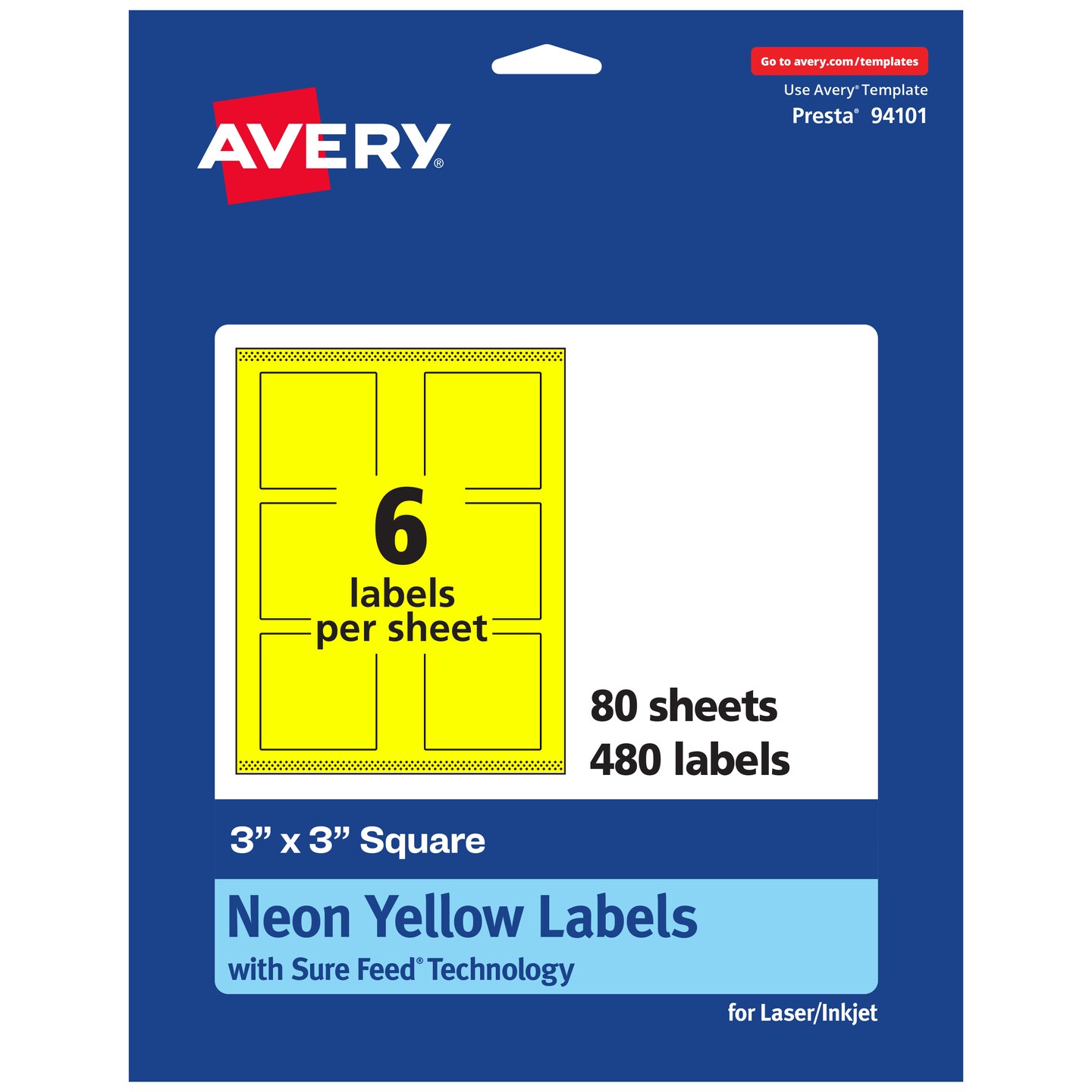 Avery Neon Yellow Paper Labels, 3" x 3" Square | Michaels