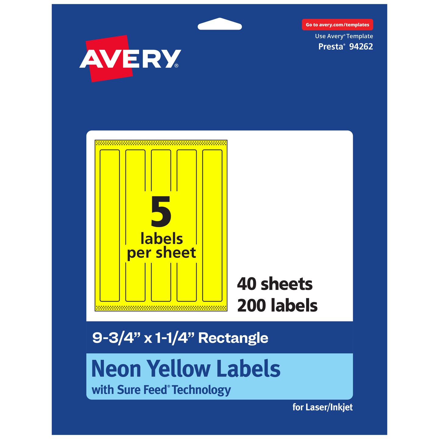 Avery Neon Yellow Paper Labels, 9.75" x 1.25" Rectangle | Michaels