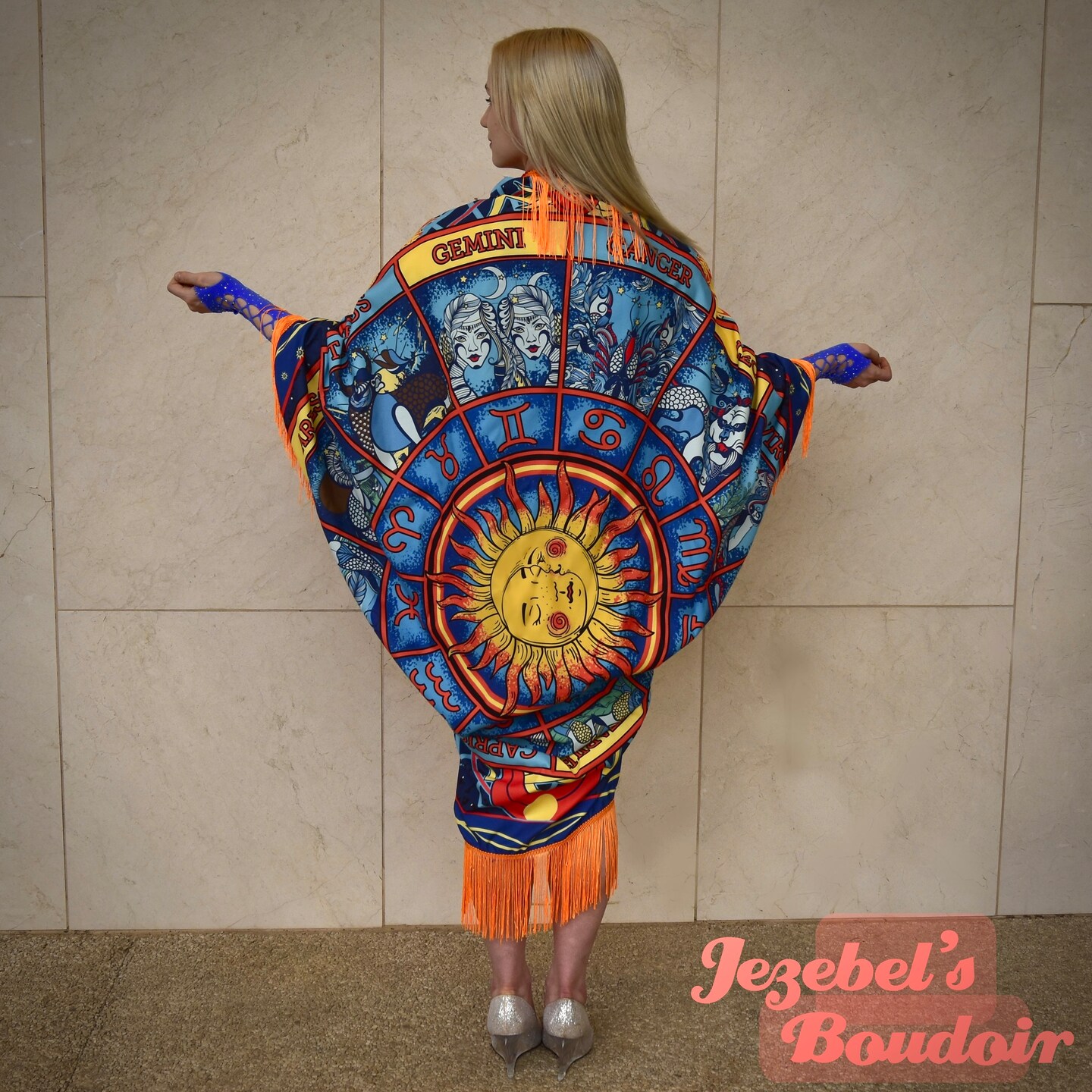 Golden Zodiac Witch Crescent Moon Sun Kimono, Gown Star Dressing Robe ...