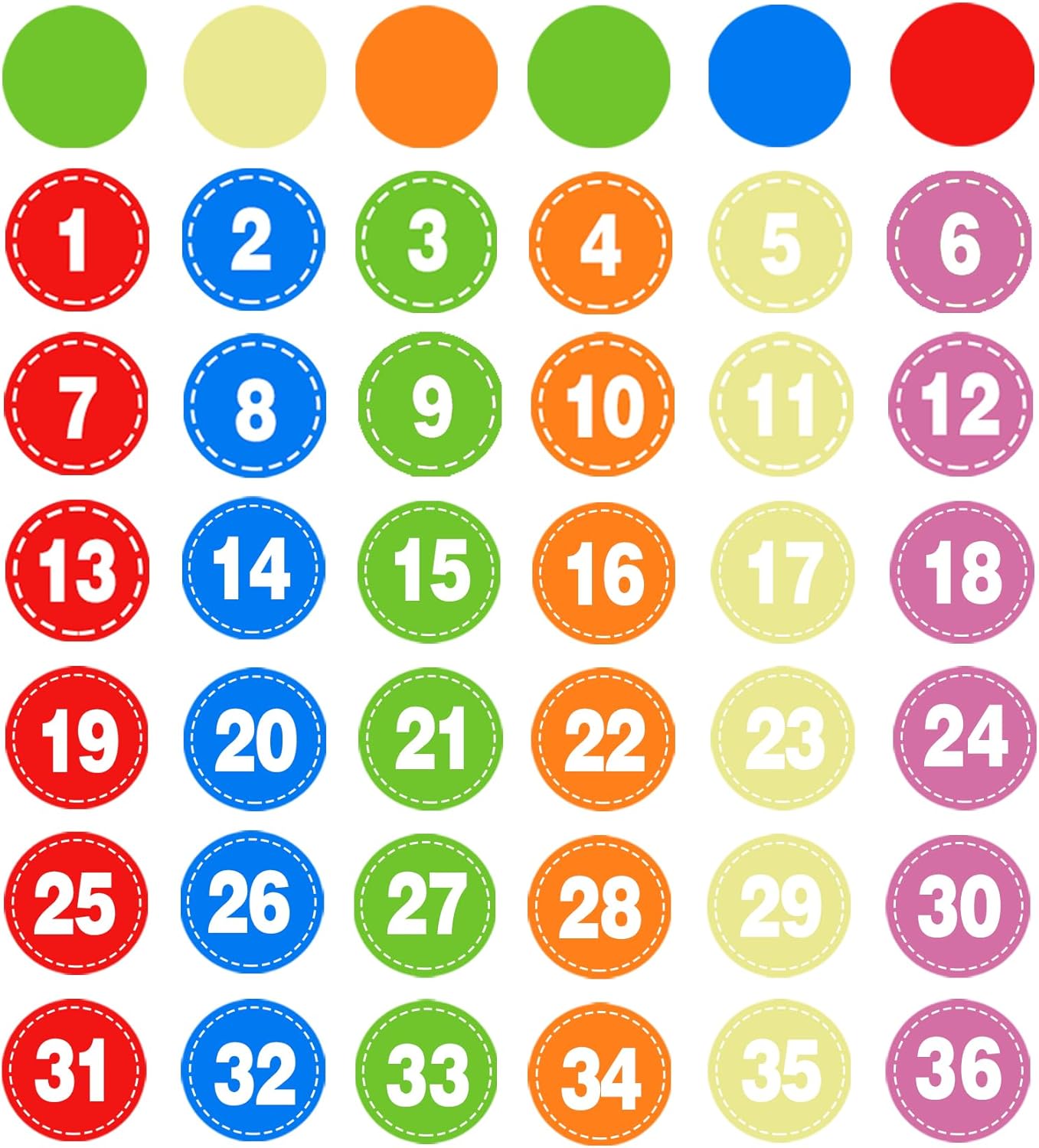 42 PCS 4 Inch Colorful Classroom Floor Stickers, 6 Colored Number Dot ...