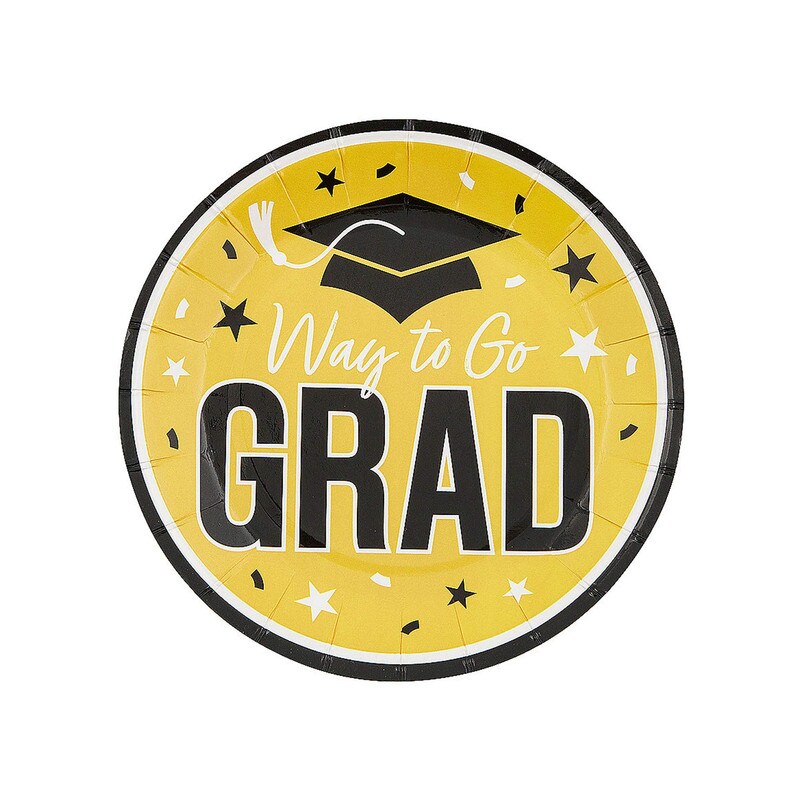 7 1/4" Way to Go Grad Disposable Paper Dessert Plates 25 Count | Michaels