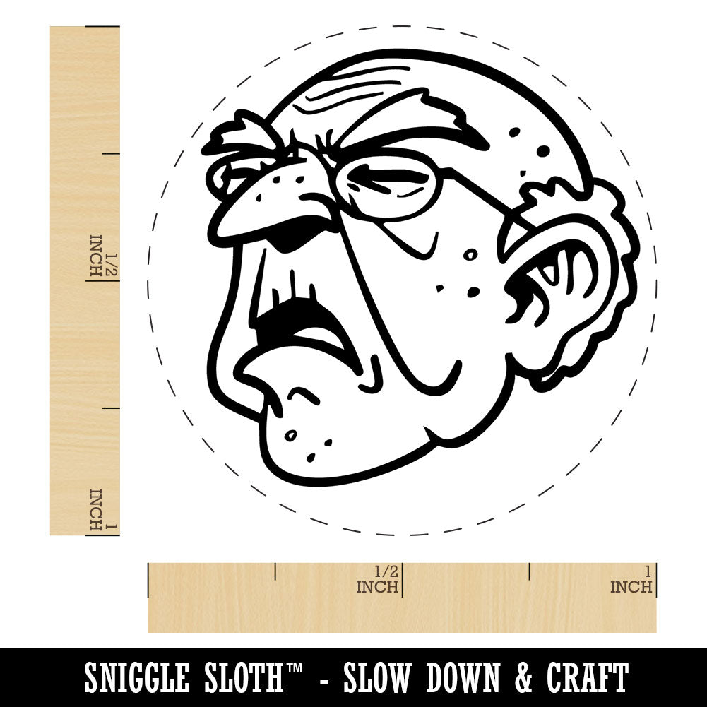 Old Grumpy Senior Grandfather Man Self-Inking Rubber Stamp for Stamping ...