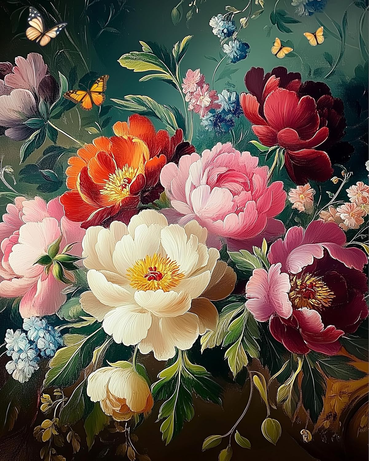 Flowers Paint by Numbers Kit for Adults-Butterfly Adult Paint by Number ...