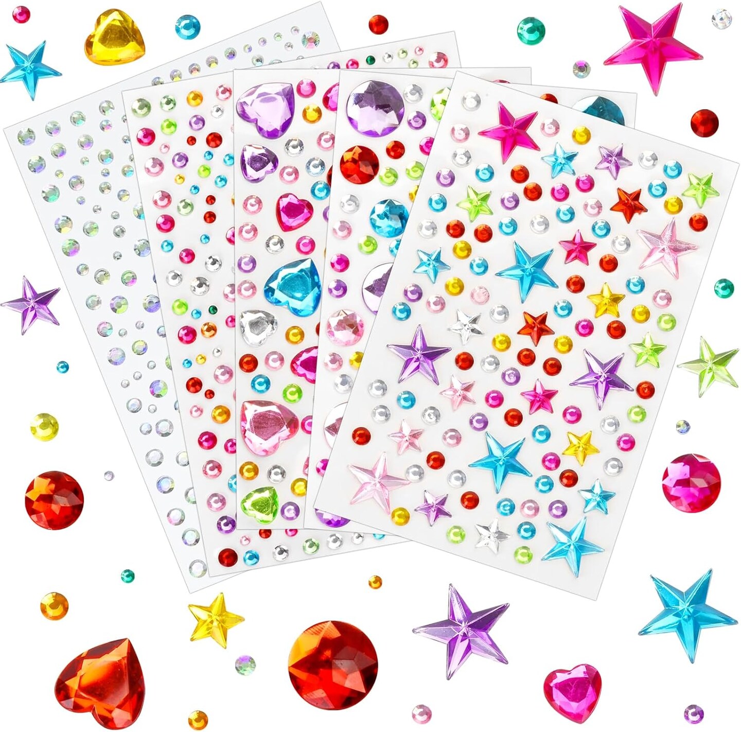 971 Pcs Gem Stickers – Sparkling Rhinestones for Crafts in Cute Star ...