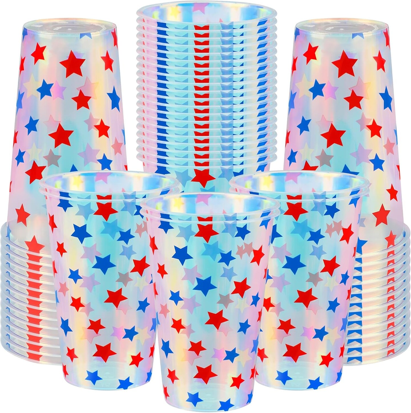 25 Pcs Patriotic Plastic Cups 16oz American Stars Disposable Cups 4th ...