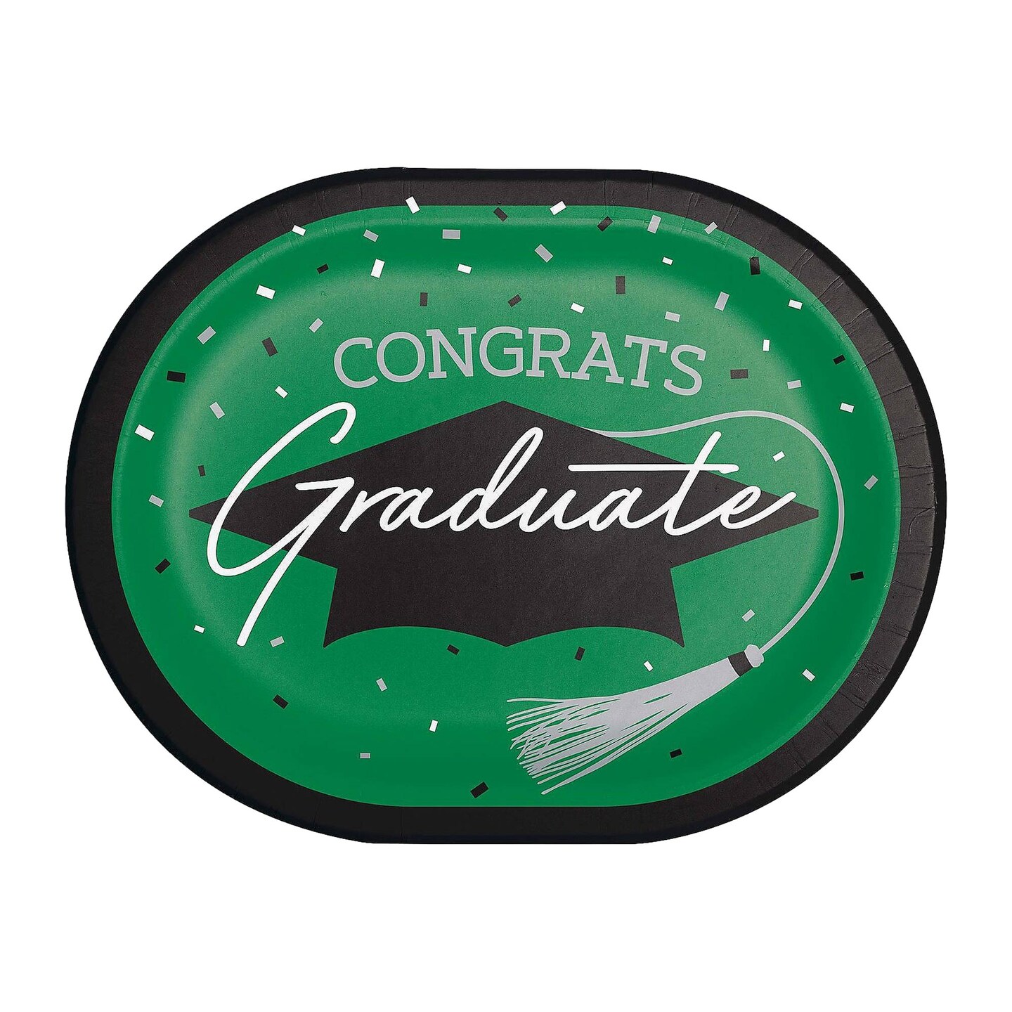 Creative Converting School Spirit Green Graduation Oval Paper Platters ...