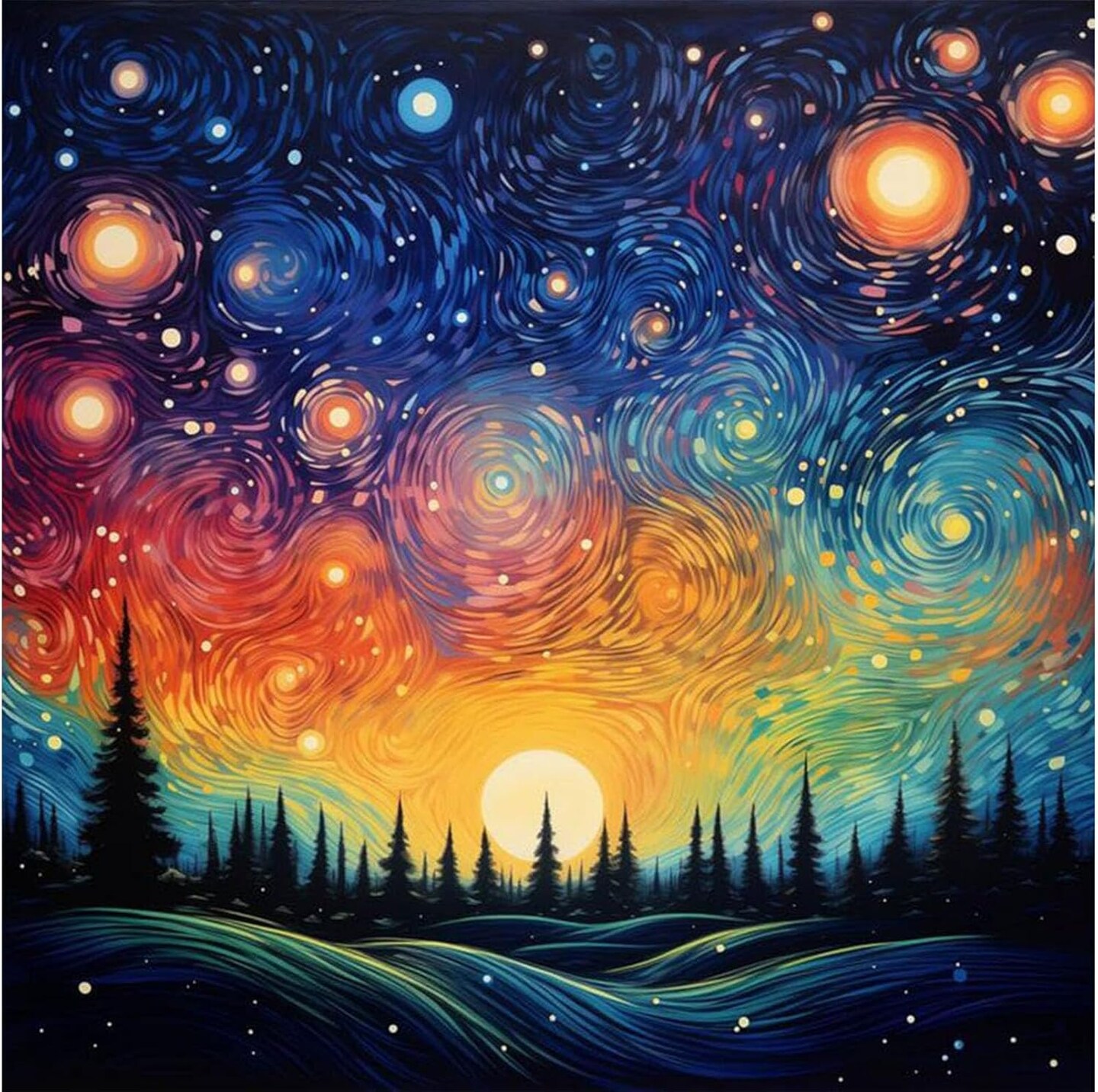 Starry Sky Paint by Numbers for Adults - Starry Night Paint by Number ...