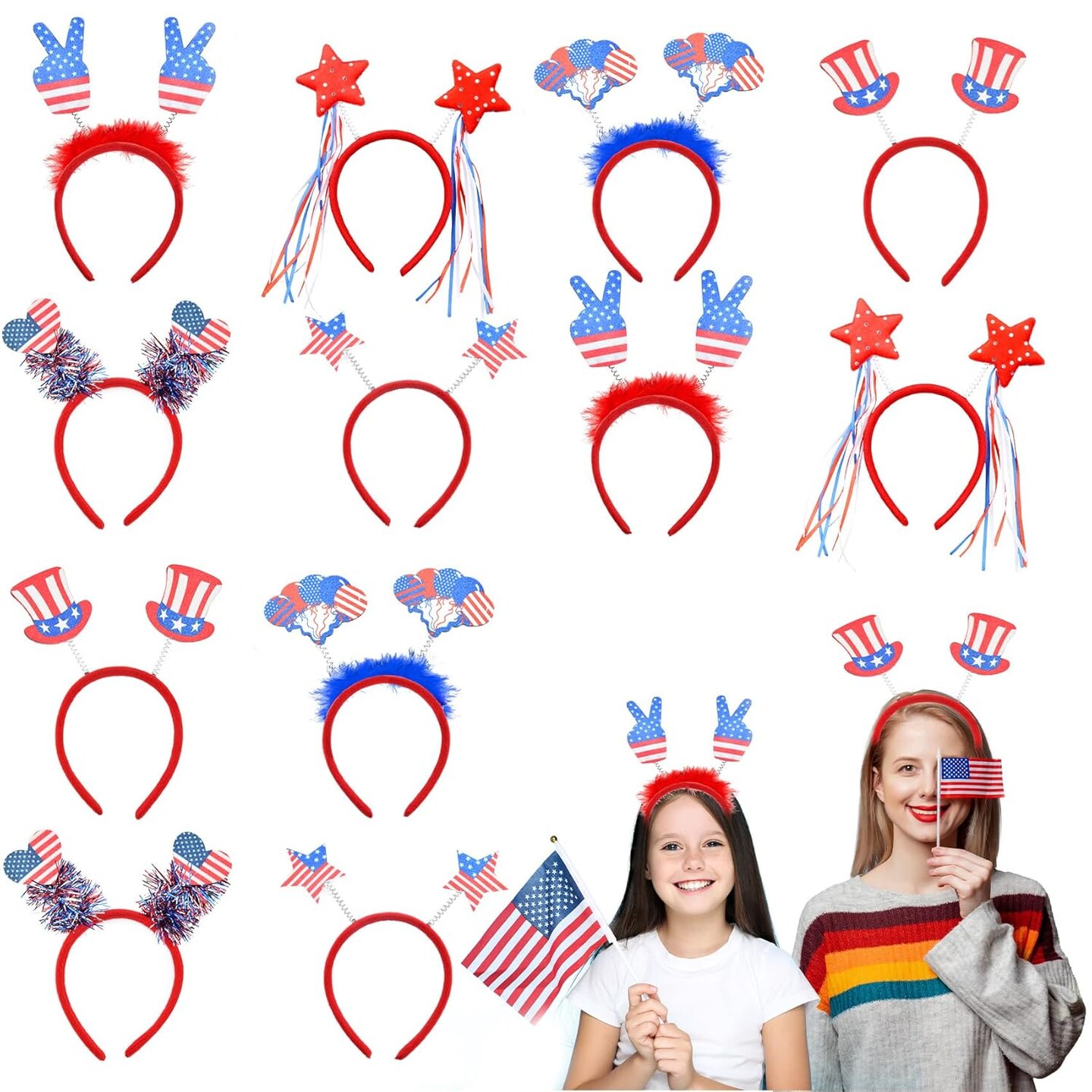 12PCS Patriotic Head Boppers Presidential Inauguration Day Headband 4th ...