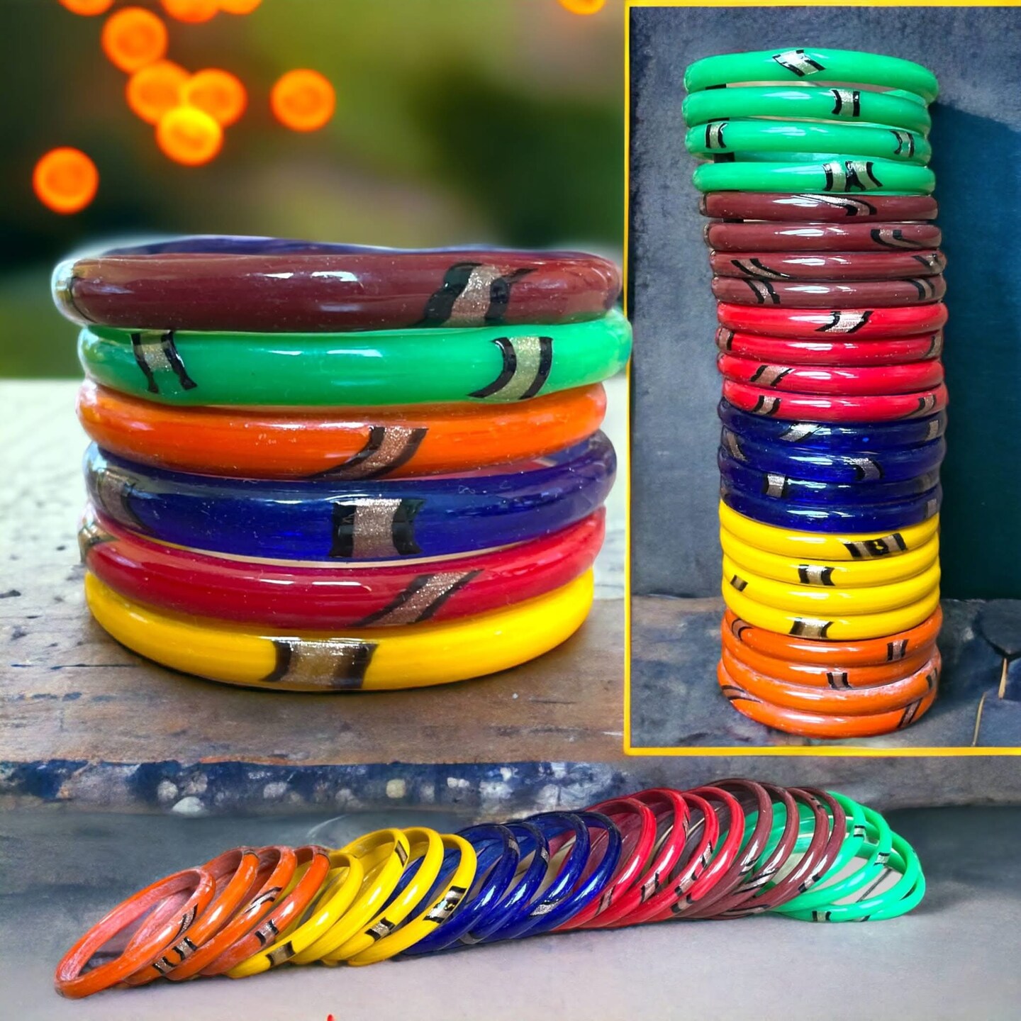 20ct Glass Bangle for Women, Baby Shower Bangles, Gold Line Bangles ...