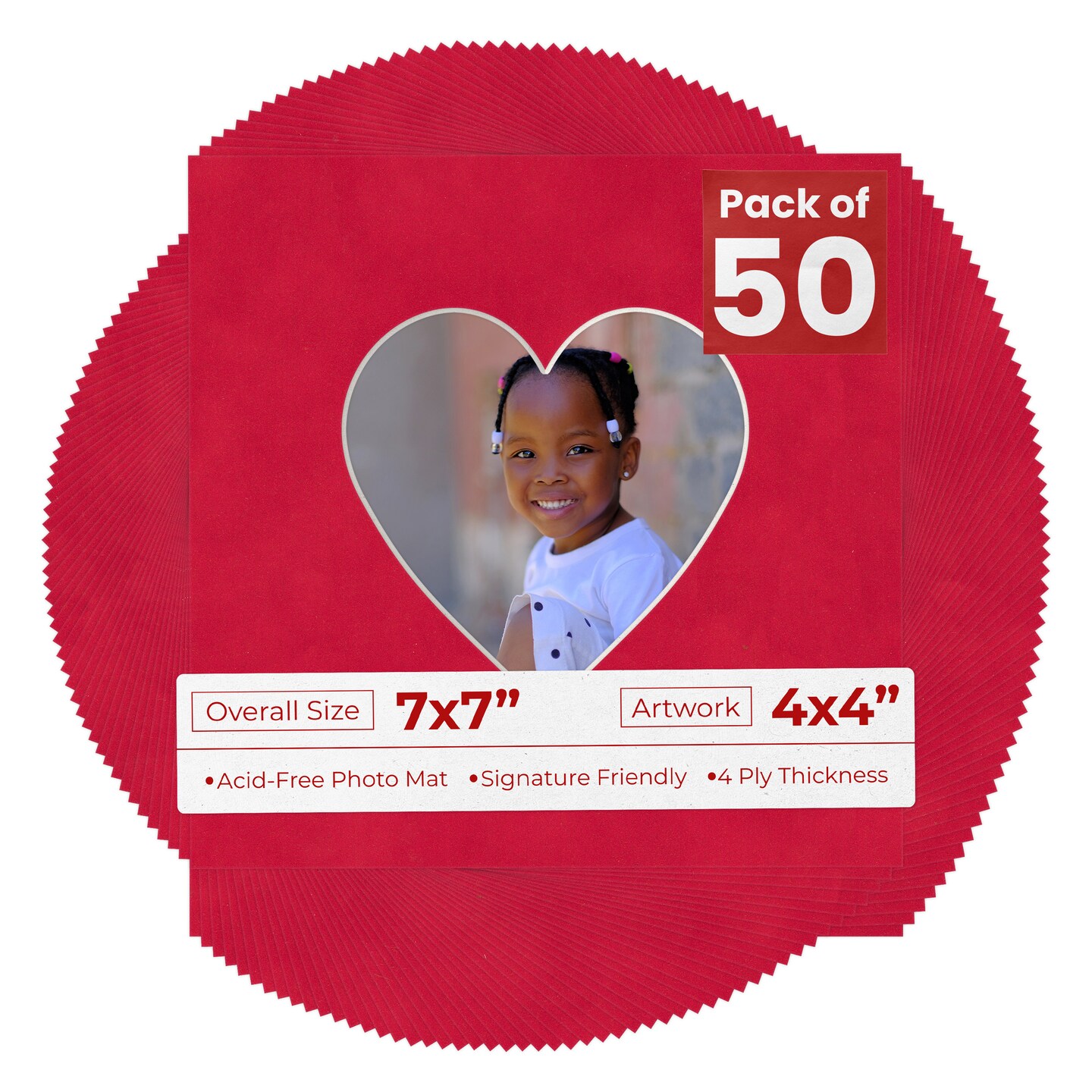 Cherry Red Suede Mat Board for 7x7 Frames - Heart Opening for 4x4 ...