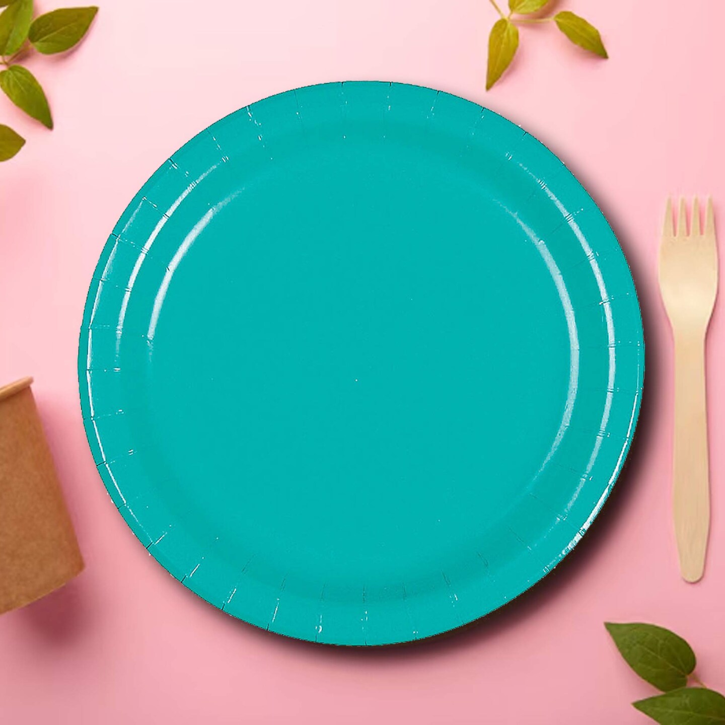 24 Count Solid Teal Paper Dessert Plates 7 Inch Round for Cake Snacks ...