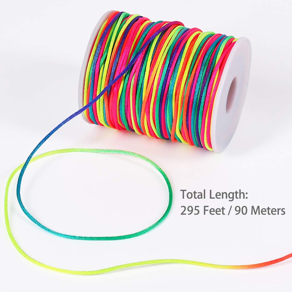 295 ft 2mm Colorful Nylon Beading String for Macrame Bracelets ...