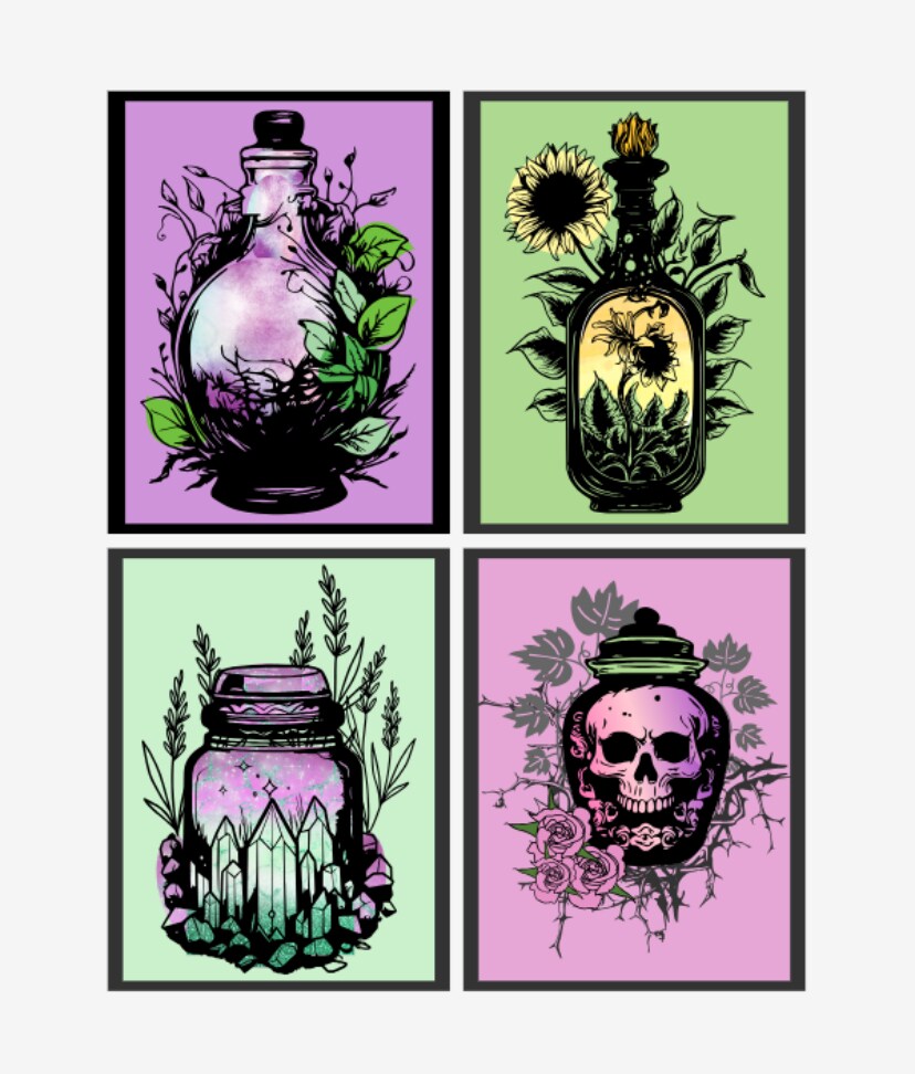 Spooky Witchy Potion Cards - set of 4 | MakerPlace by Michaels