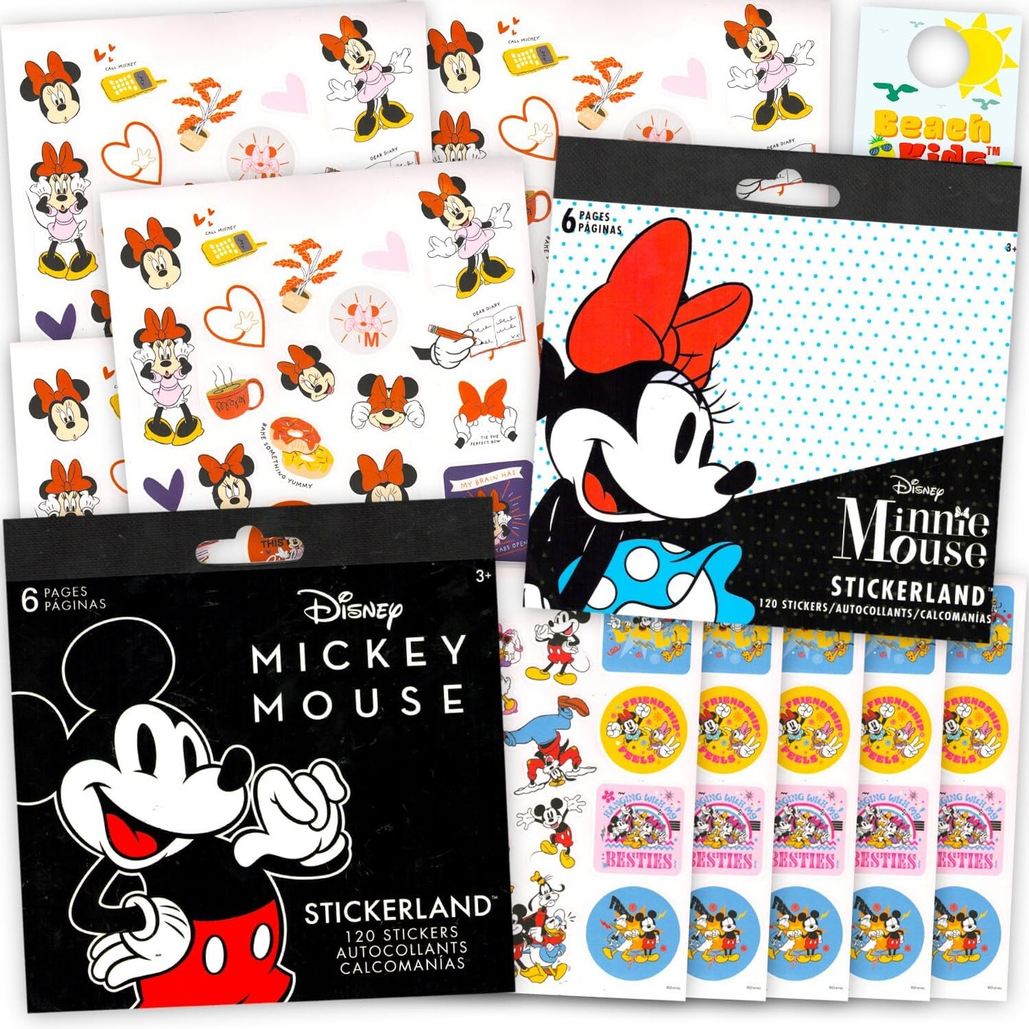 12 Sticker Sheets for Kids Birthday Party-Mickey and Minnie Sticker ...