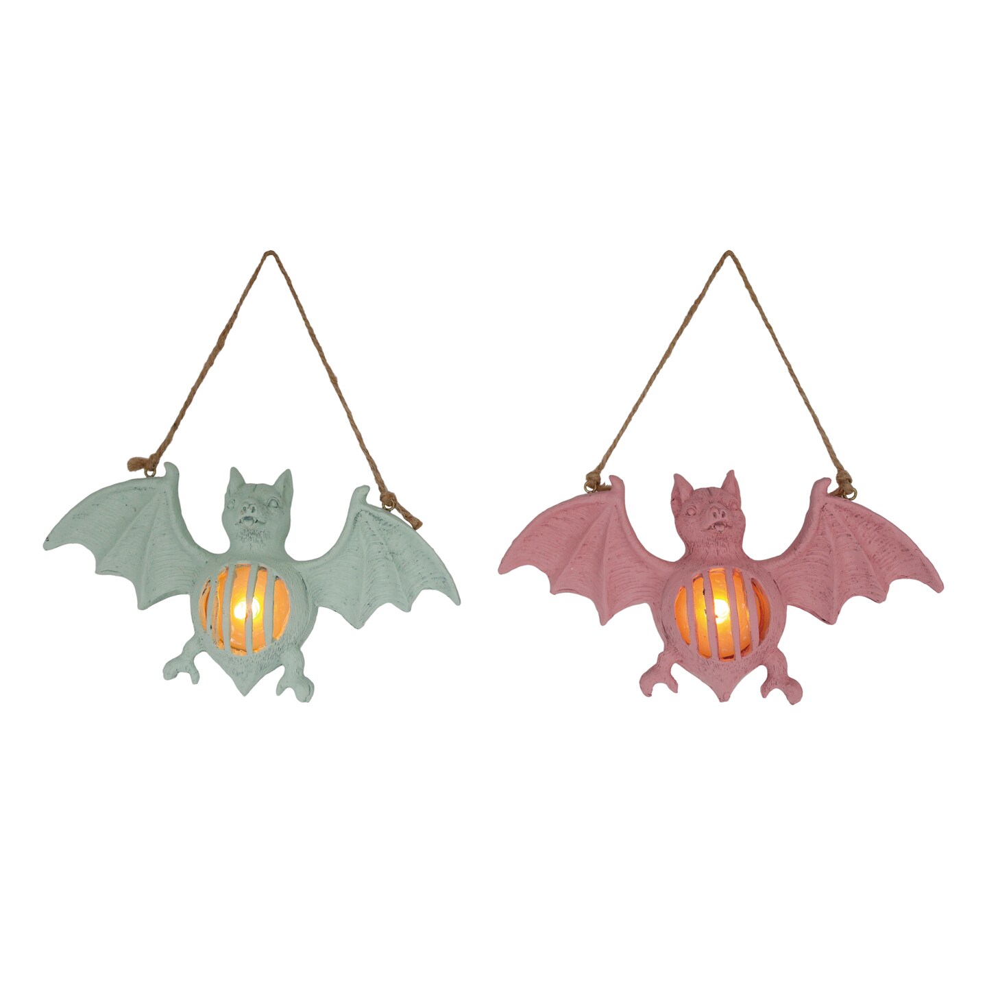 Resin LED Bat Wall Art Set of 2 Halloween Decoration Green | Michaels