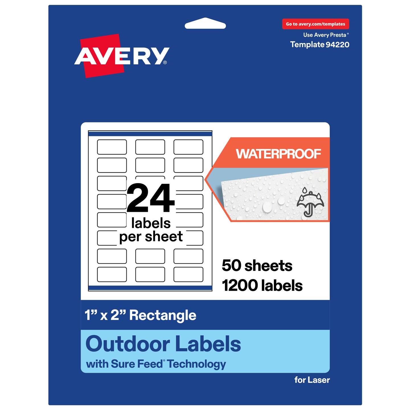 Avery Outdoor Waterproof Labels, 1" x 2" Rectangle, Color: White, Count ...