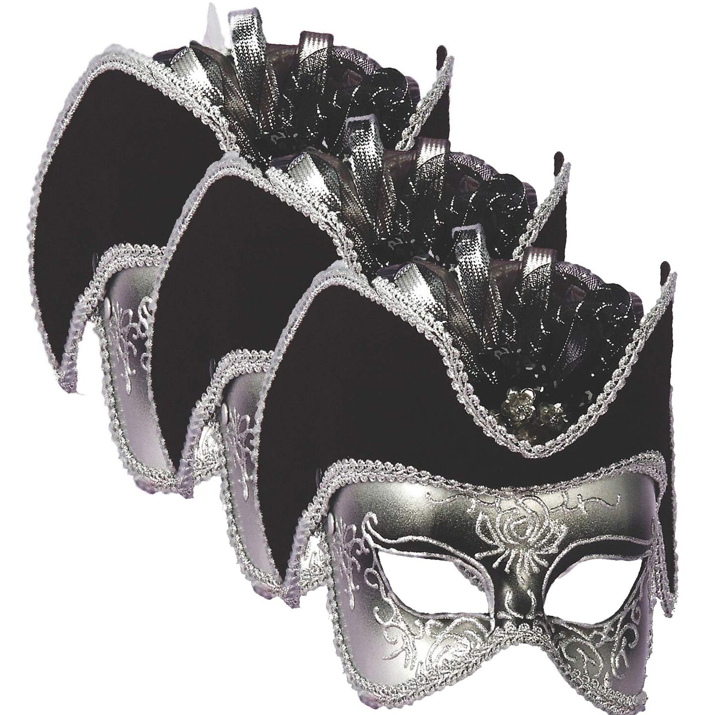Silver Venetian Mask with Black Hat | Michaels