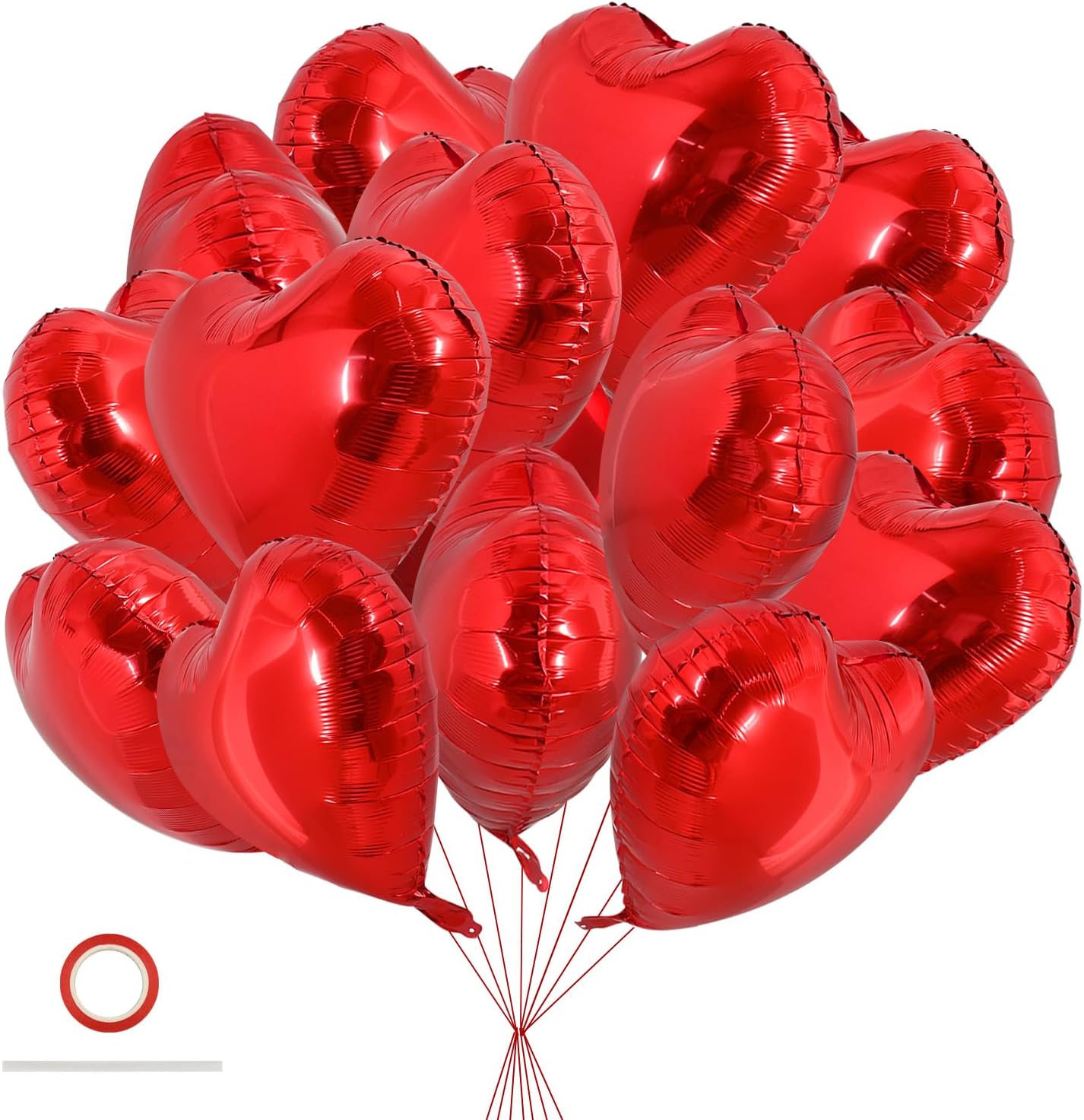30Pcs 18 Inch Red Heart Balloons Valentine’s Day Heart Shape Foil Mylar ...