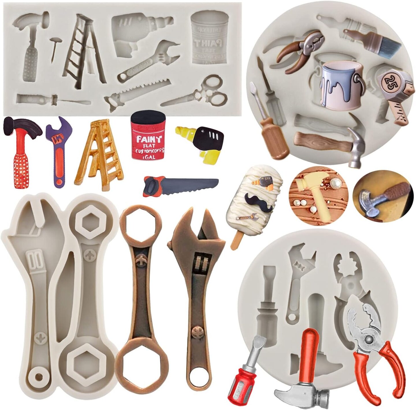 Hand Tools Silicone Molds Mini Construction Tools Chocolate Fondant ...