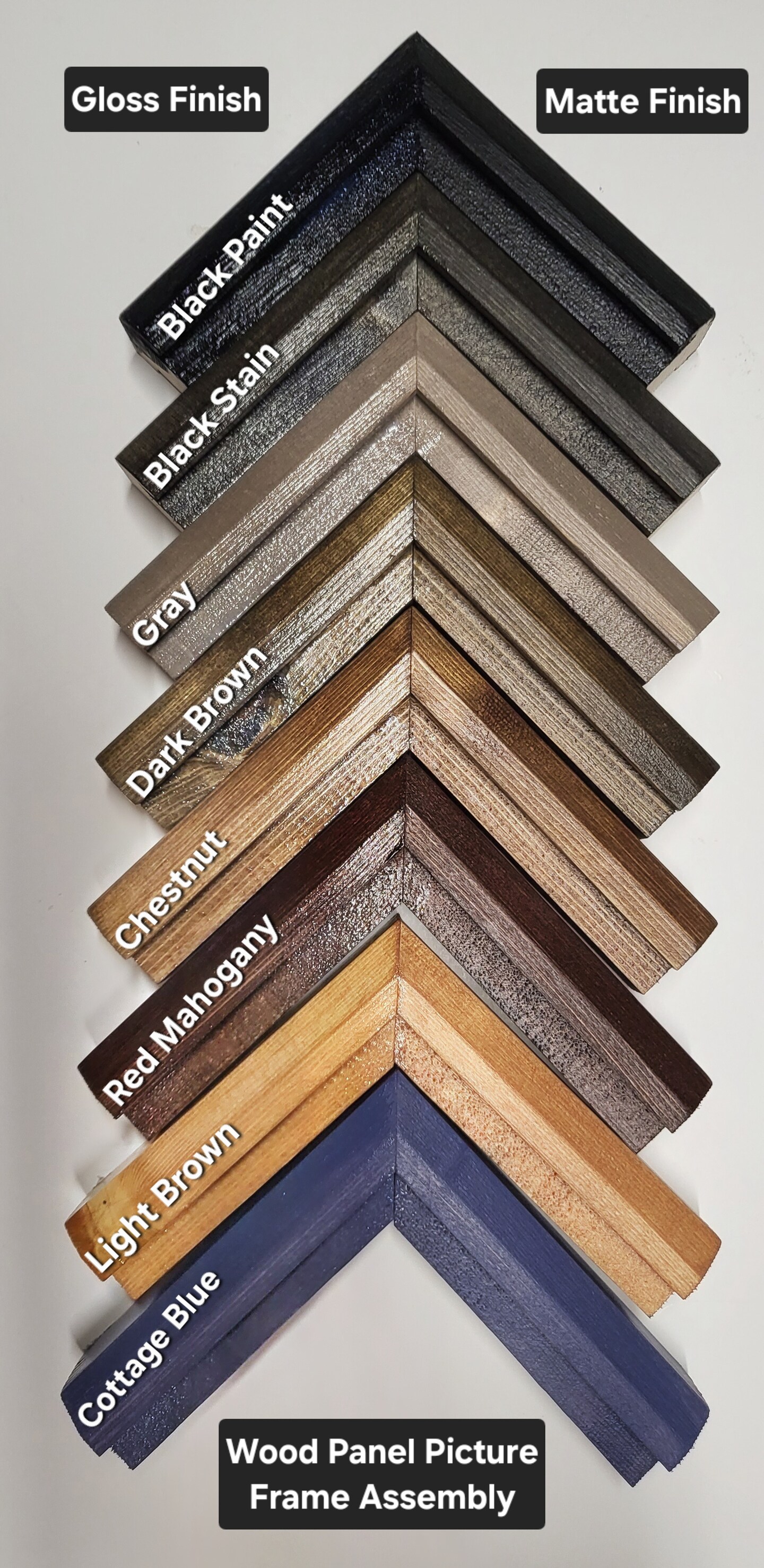 *Gloss Dark Brown* Wood Panel Frame Assembly.75 Border with Bevel, Made ...